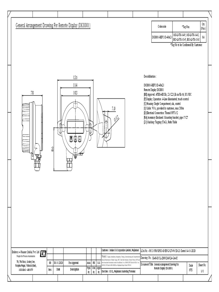 General Arrangement Drawing For Remote Display (DKX001) : People For ...