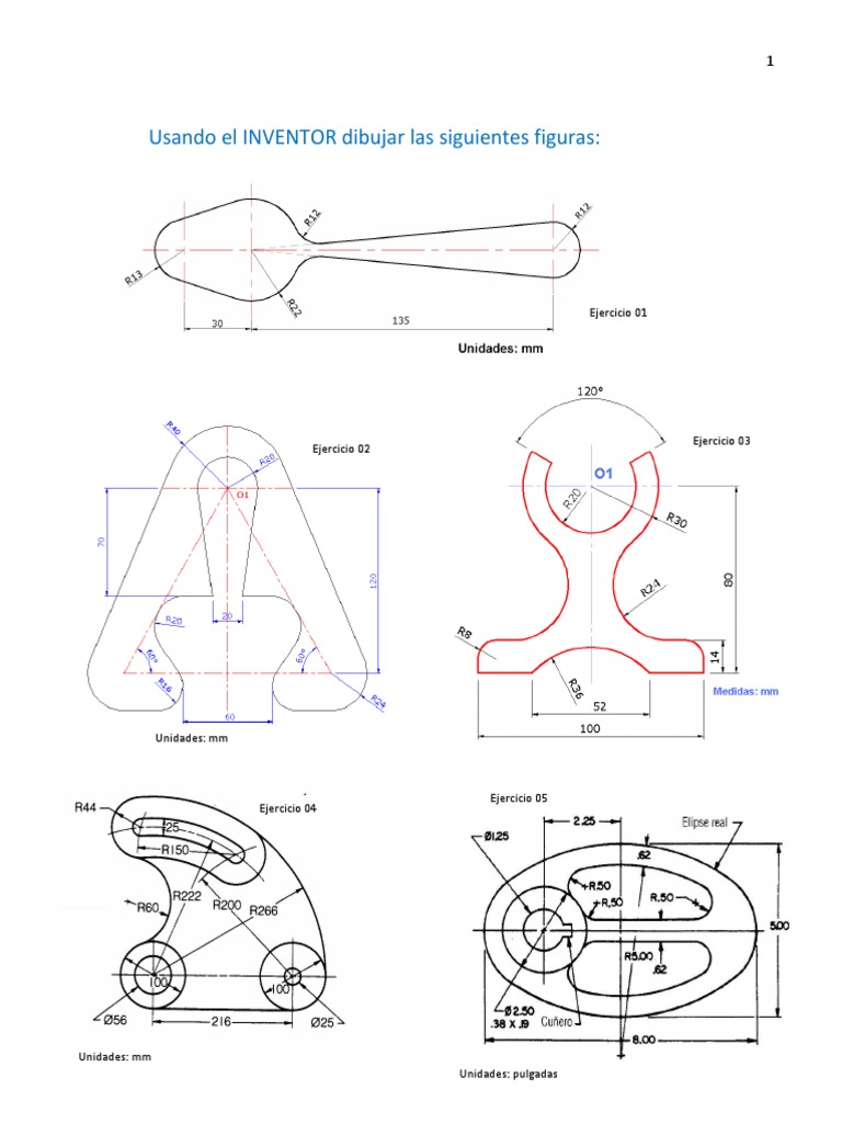 Ejercicios de Dibujo en Inventor | PDF