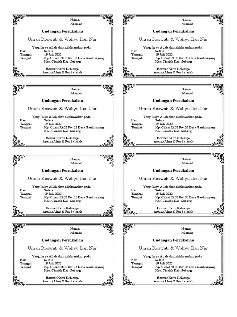 Undangan Pernikahan Umah dan Wahyu | PDF