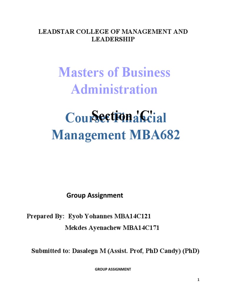 Financial Management Group Assignment | PDF | Capital Asset Pricing ...