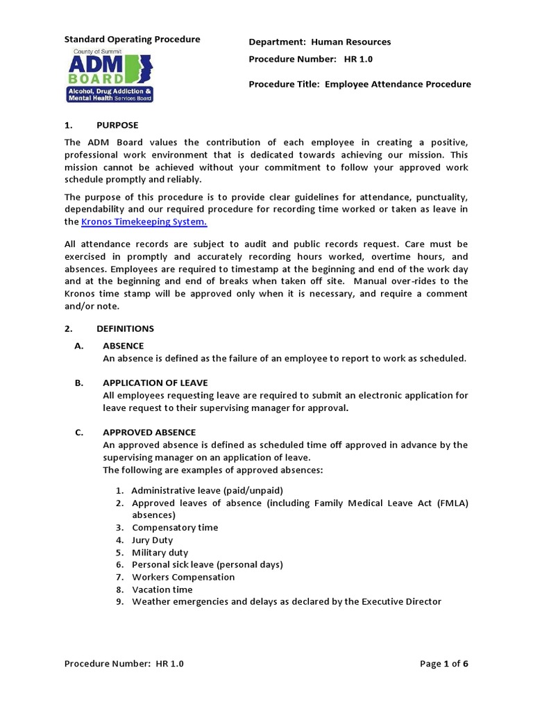 Standard Operating Procedure Department: Human Resources Procedure ...