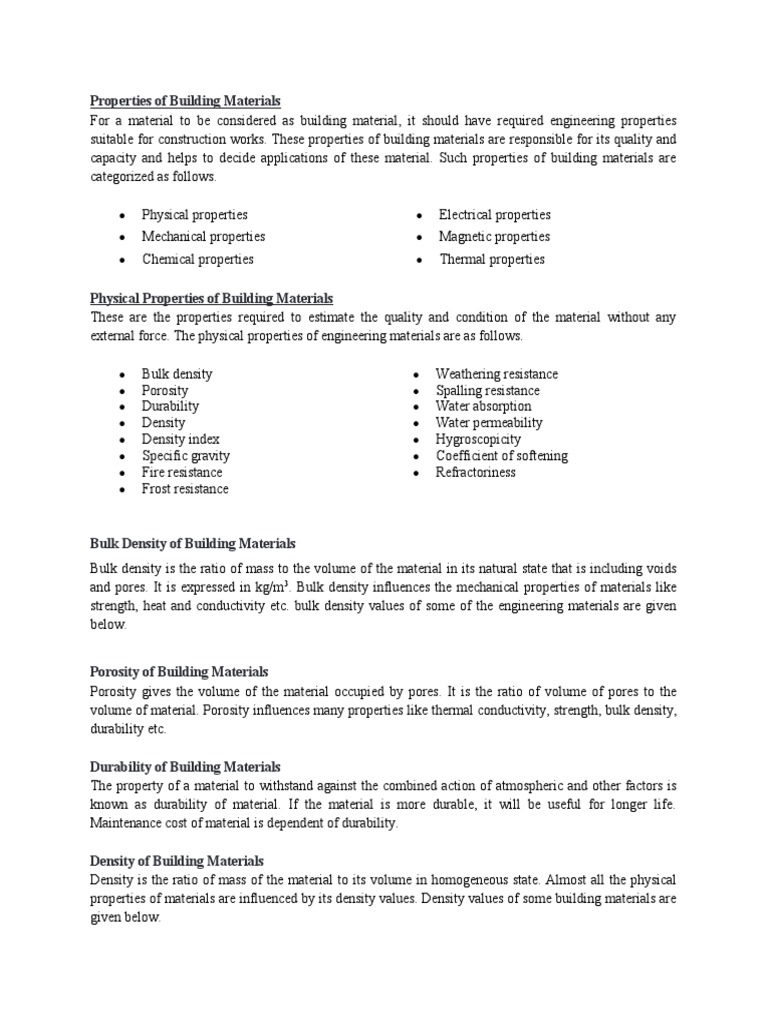Properties of Building Materials | PDF | Deformation (Engineering ...