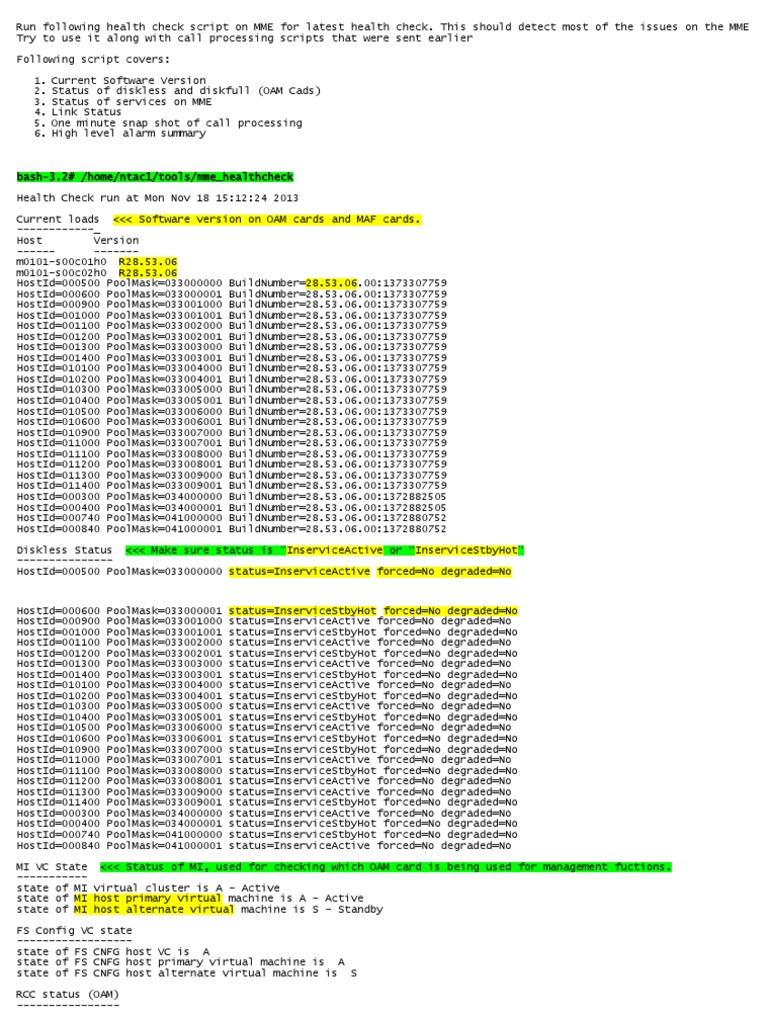 Health Check Script On MME | PDF | Information Technology | Software ...