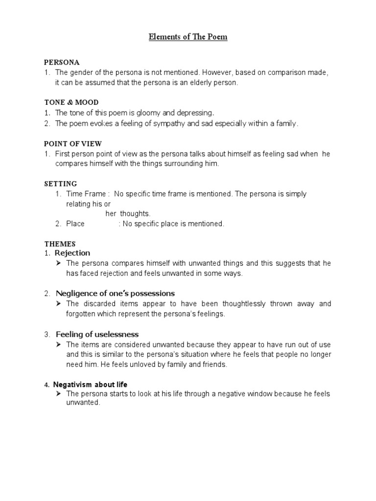 Elements of The Poem: Persona | PDF | Poetry | Linguistics