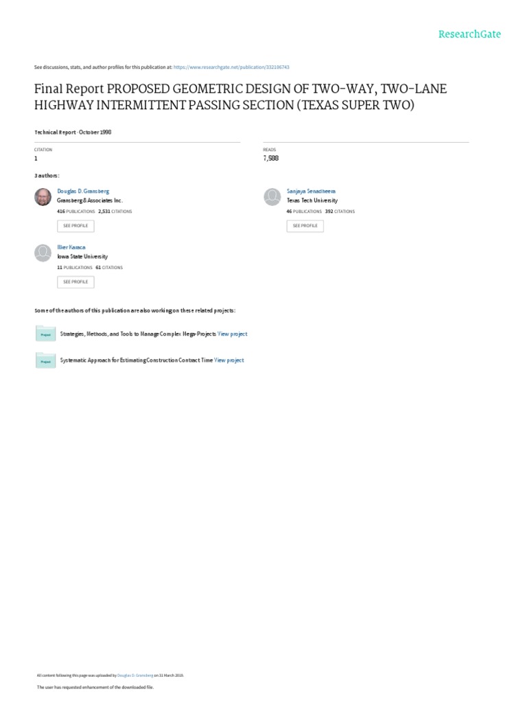 Final Report Proposed Geometric Design of Two-Way, Two-Lane Highway ...