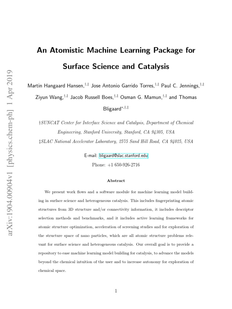 An Atomistic Machine Learning Package For Surface Science | PDF ...