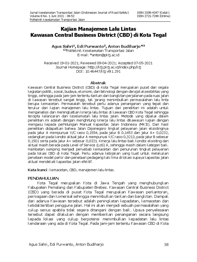 Kajian Manajemen Lalu Lintas Kawasan Cen | PDF