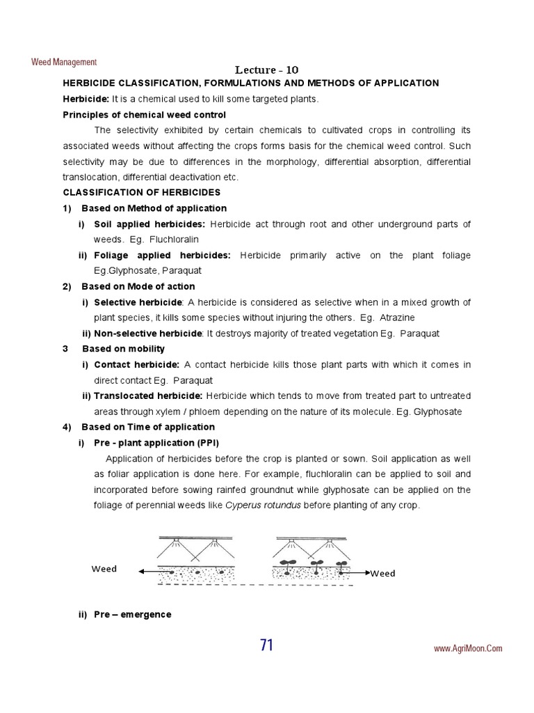 Classification, Formulations, and Application Methods of Herbicides: A ...