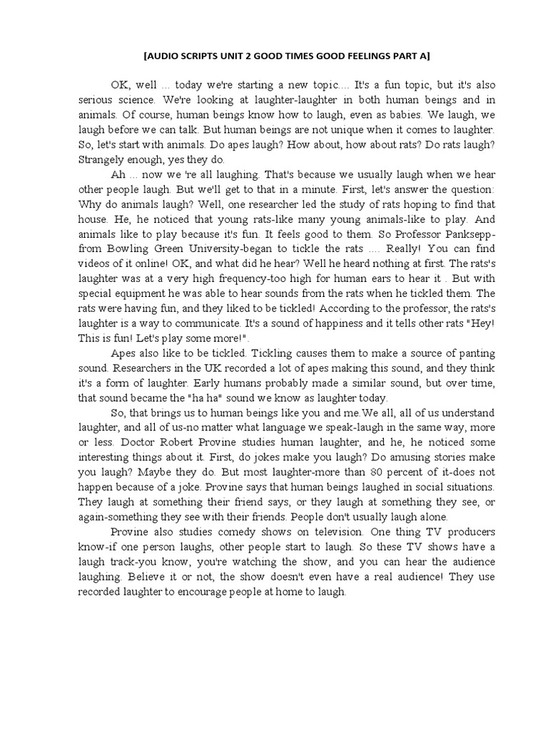 (SCRIPTS) U2A Good Times Good Feelings | PDF | Laughter
