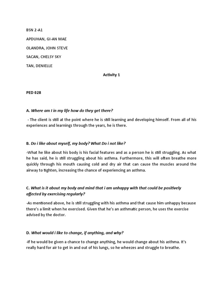 PED 028 Module 3 - Activity - 1 | PDF | Asthma | Physical Fitness