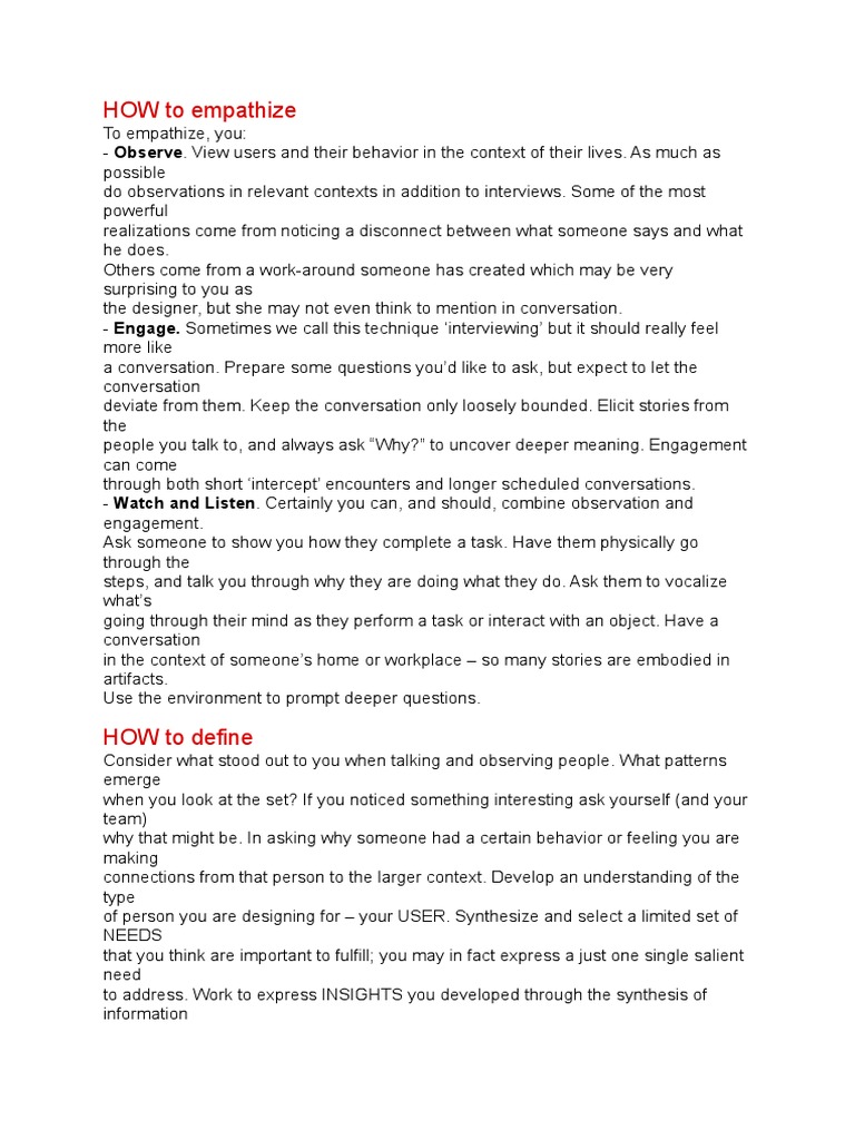 Design Thinking Stages | PDF | Prototype | Conversation