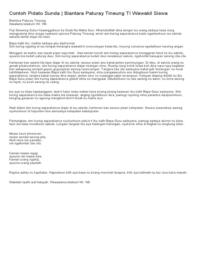Contoh Pidato Sunda Paturay Tineung | PDF