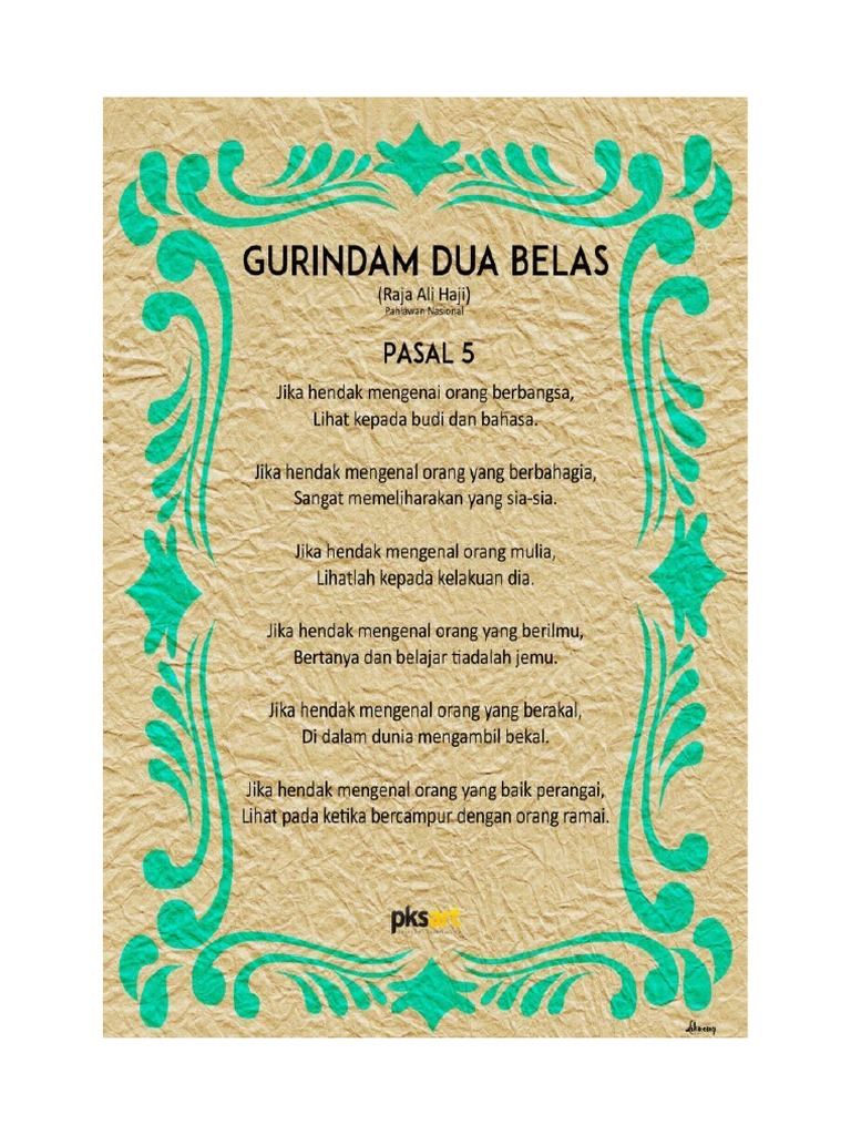 Gurindam 12 Pasal 1 - 12 | PDF