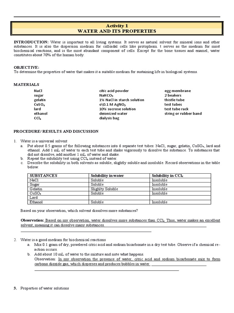 Properties of Water in Biological Systems | PDF | Osmosis | Solubility