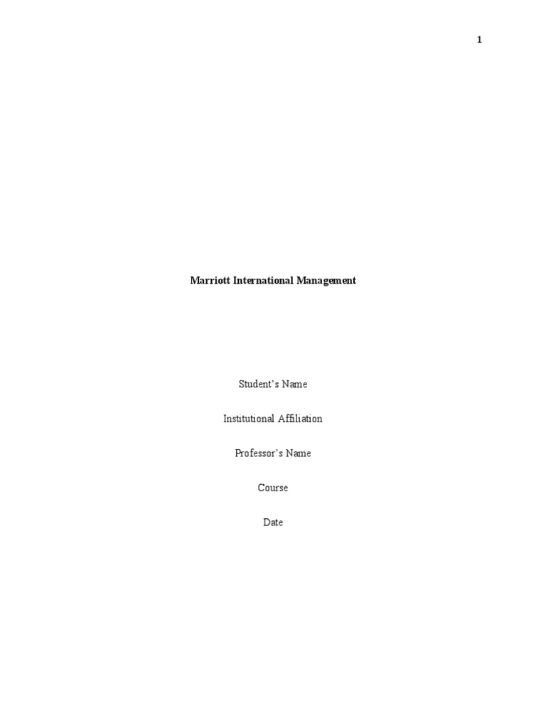 Marriott International Management - Edited | PDF | Strategic Management ...