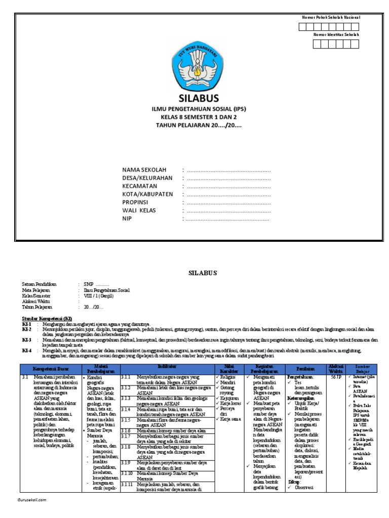 Silabus IPS Kelas 8 (8 Kolom) | PDF