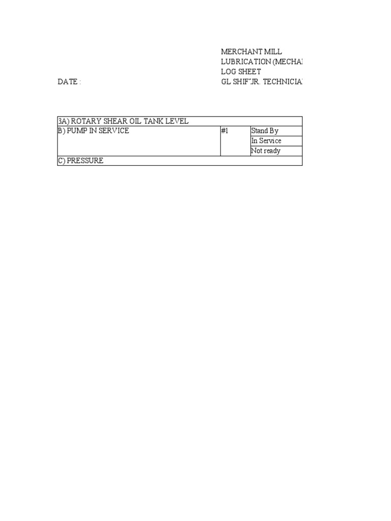 Lubrication Log Book | PDF | Manufactured Goods | Mechanical Engineering