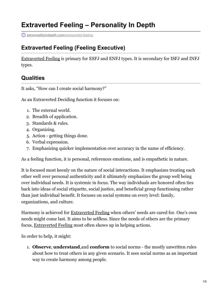 MBTI Functions | PDF | Feeling | Extraversion And Introversion