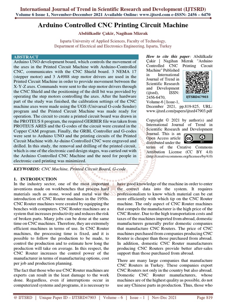 Arduino Controlled CNC Printing Circuit Machine | PDF | Numerical Control | Electric Motor