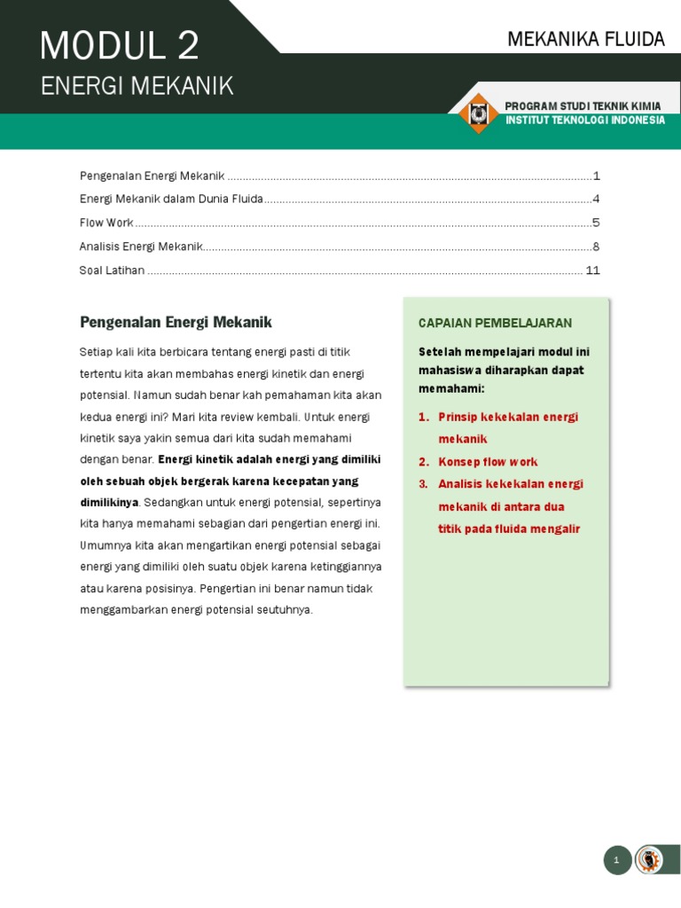 Modul 2 - MekFlu - Energi Mekanik - 170321 | PDF