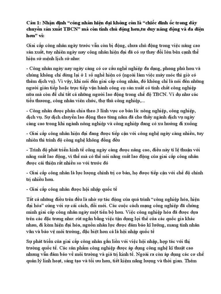 Bài Thi Gi A Kì CNXHKH | PDF