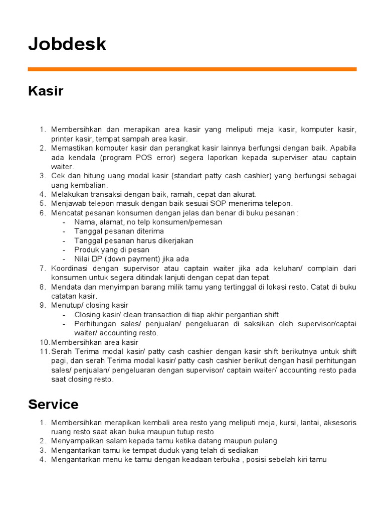 Jobdesk Frontline | PDF | Pengelolaan Keuangan & Uang | Griya & Taman