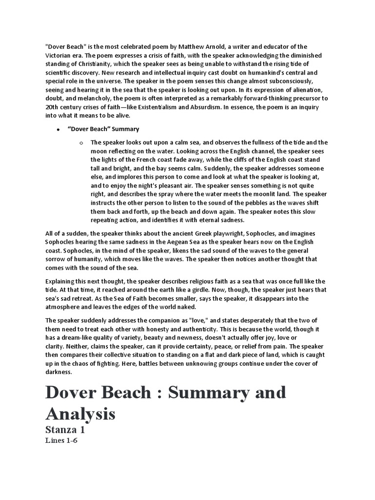Dover Beach A Complete Analysis | PDF | Metre (Poetry) | Poetry