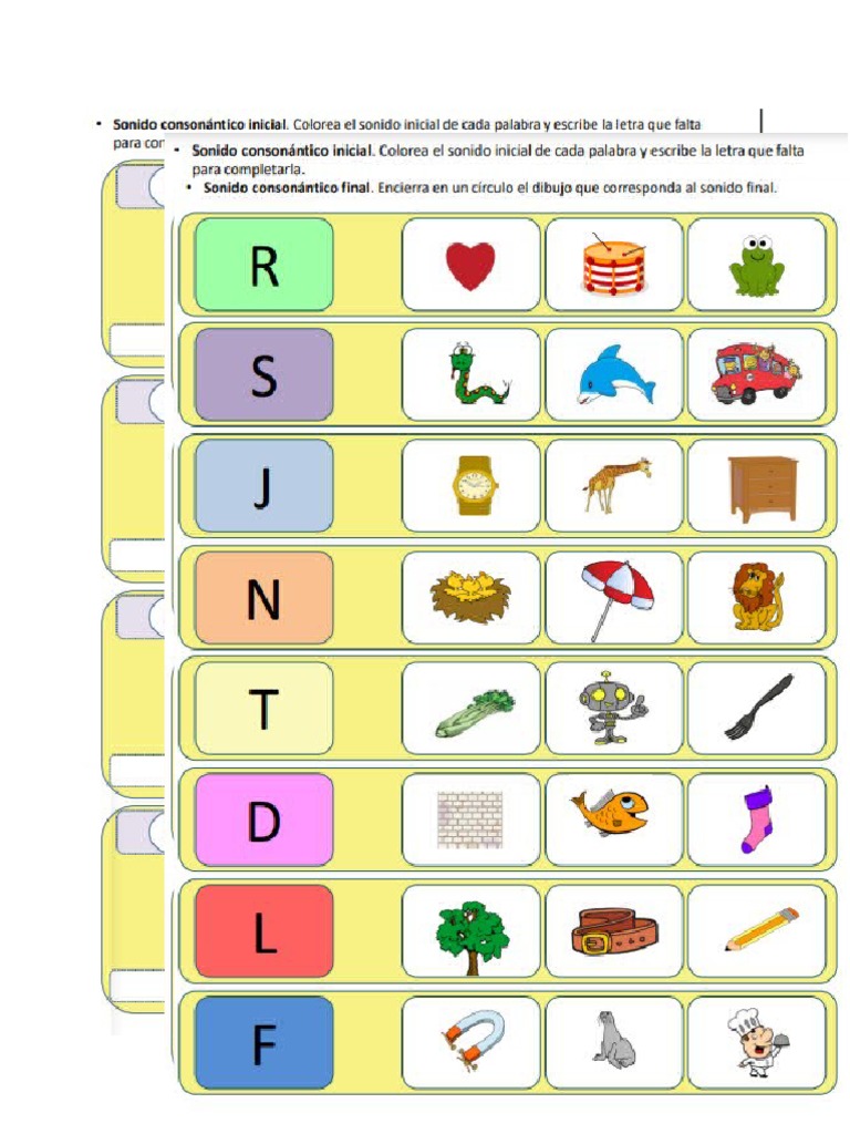 Sonido Inicial Y Final Consonántico Pdf