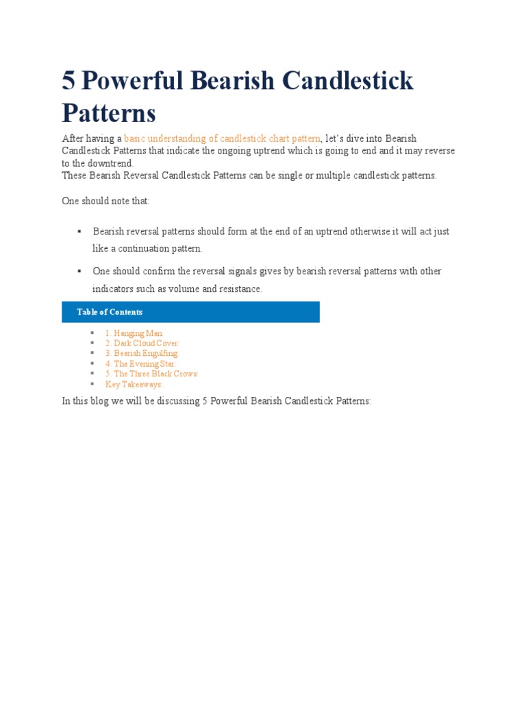 5 Powerful Bearish Candlestick Patterns | PDF | Market Trend ...