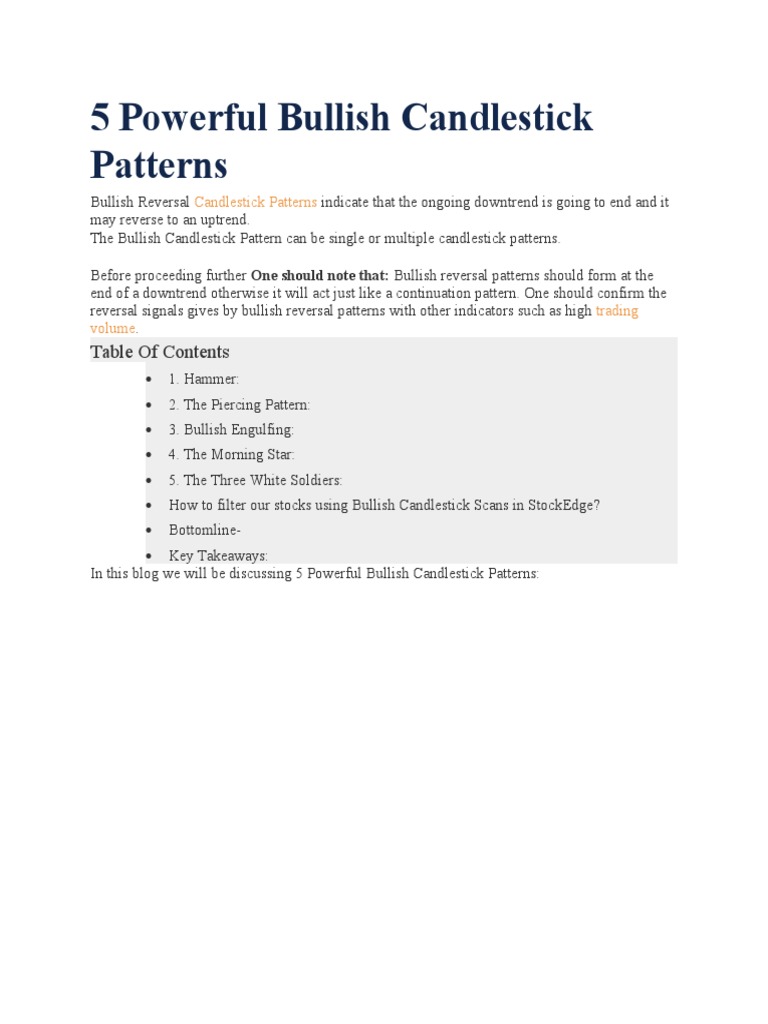 5 Powerful Bullish Candlestick Patterns | PDF | Market Trend | Business