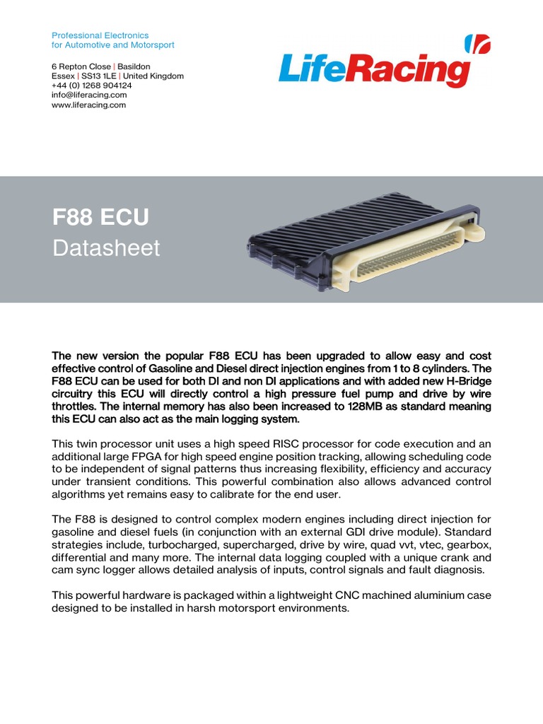 F88 ECU Datasheet | PDF | Diesel Engine | Ignition System