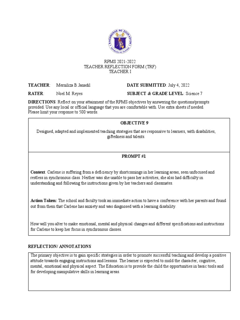 Form 9 | PDF | Teachers | Teaching Method