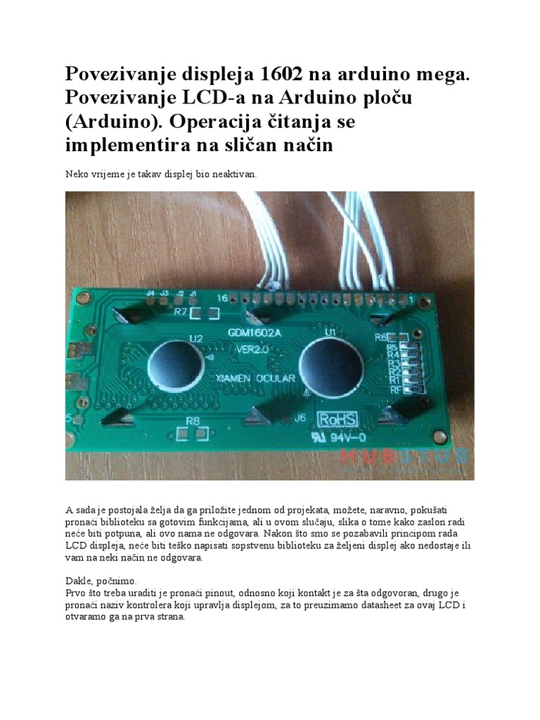Povezivanje Displeja 1602 Na Arduino Mega Pdf