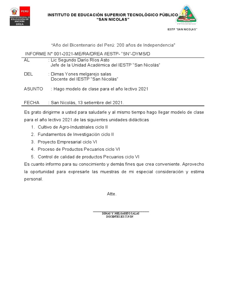 Informe - Modelo de Clase | PDF