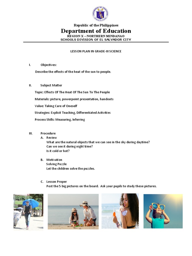 Lesson Plan in Grade III Cot 3 | PDF | Sun | Eye