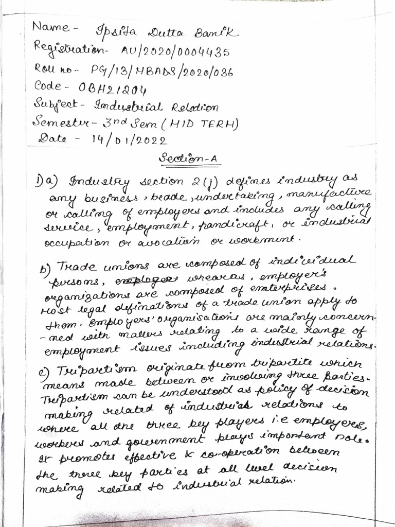 Industrial Relations - Ipsita Dutta Banik | PDF