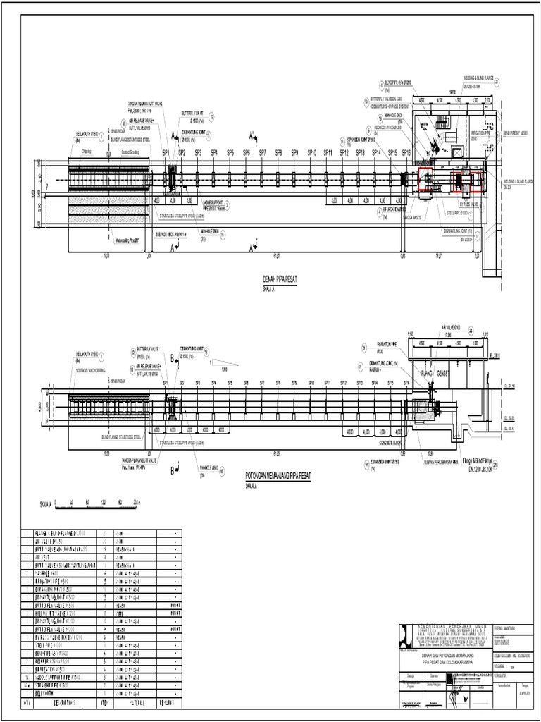 Denah dan Potongan Pipa Waduk Gongseng | PDF