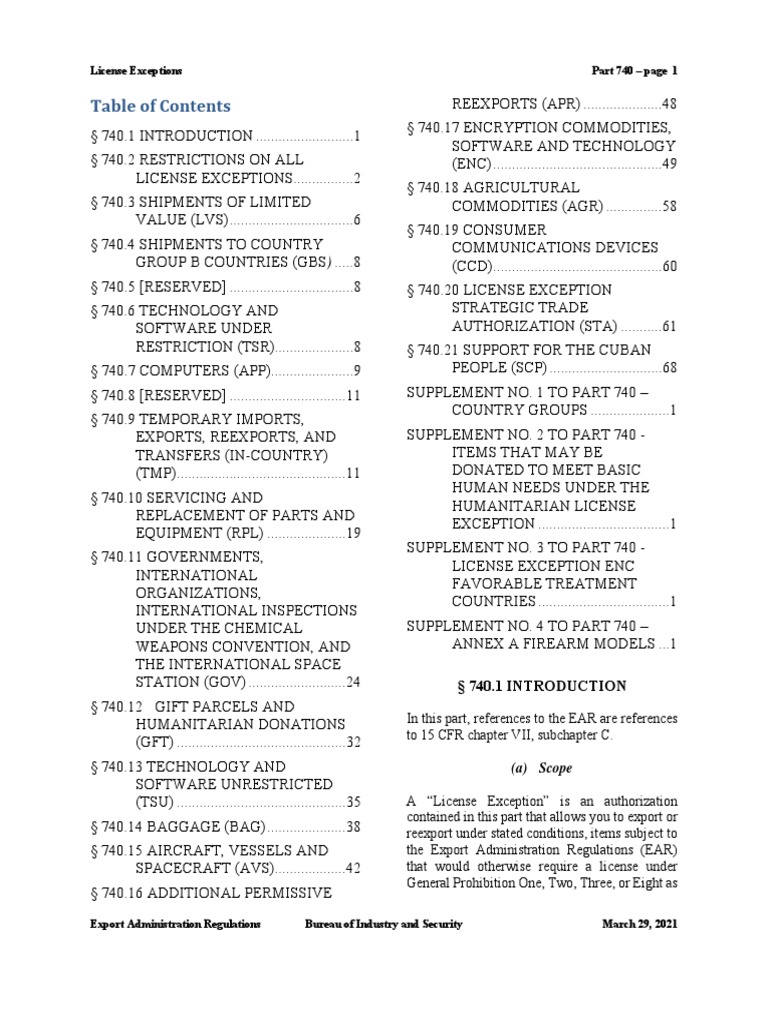 Export Licenses Exceptions | PDF | Trade | Exports