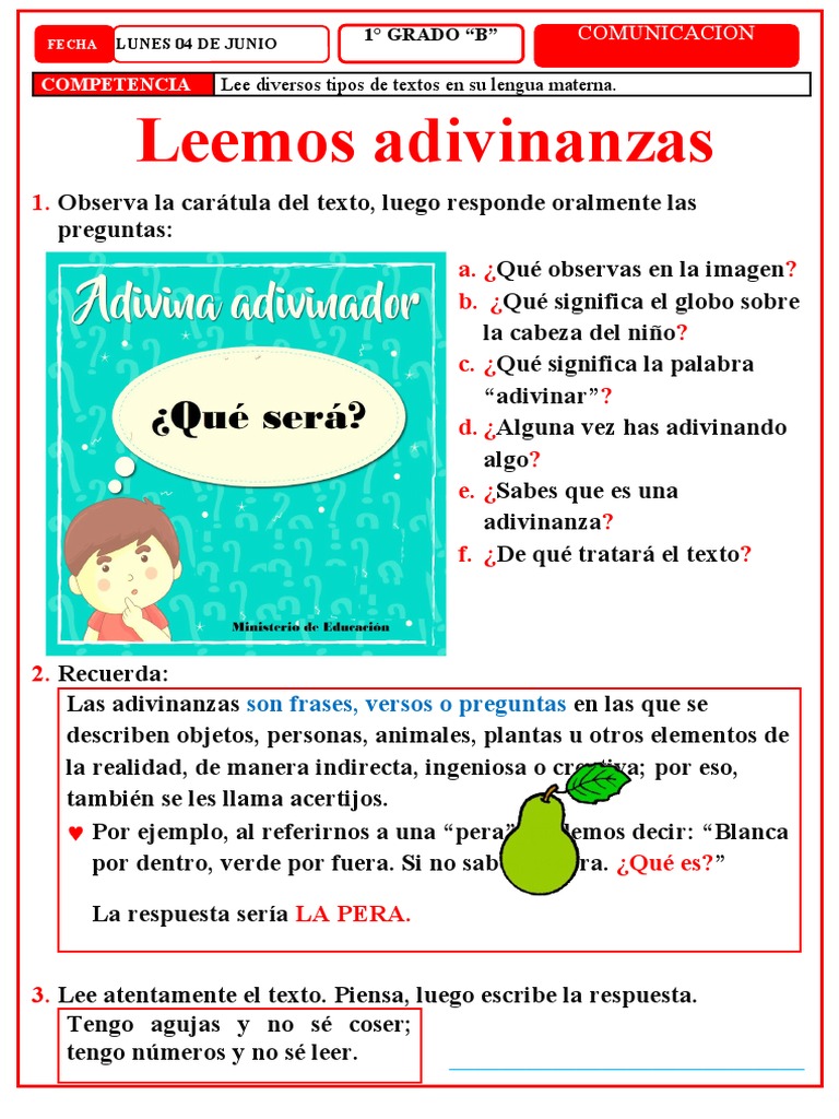 Semana 14 - LEEMOS ADIVINANZAS - COM | PDF