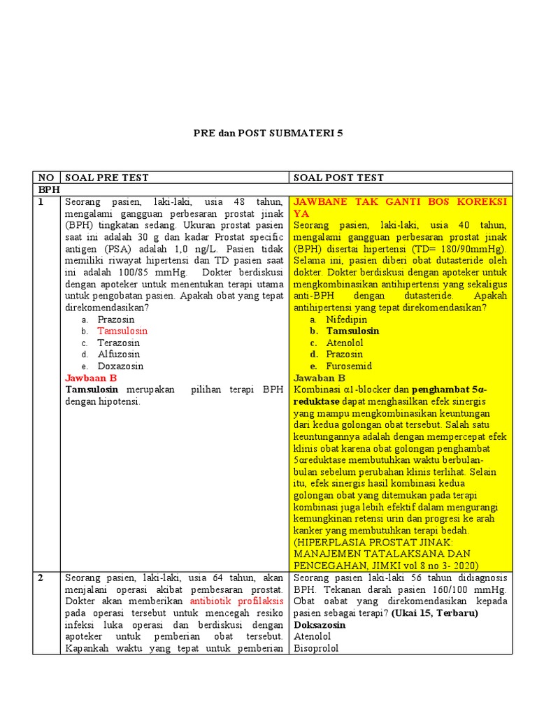 PRE Dan POST SUBMATERI 5 | PDF