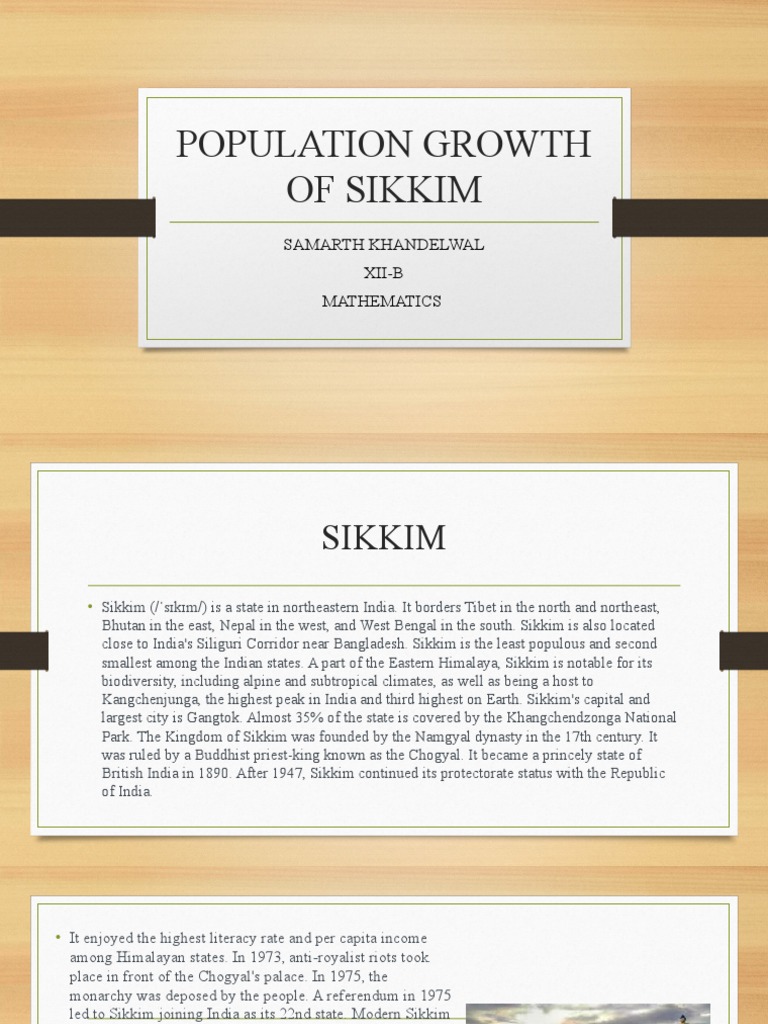 Population Growth of Sikkim: Samarth Khandelwal Xii-B Mathematics | PDF ...