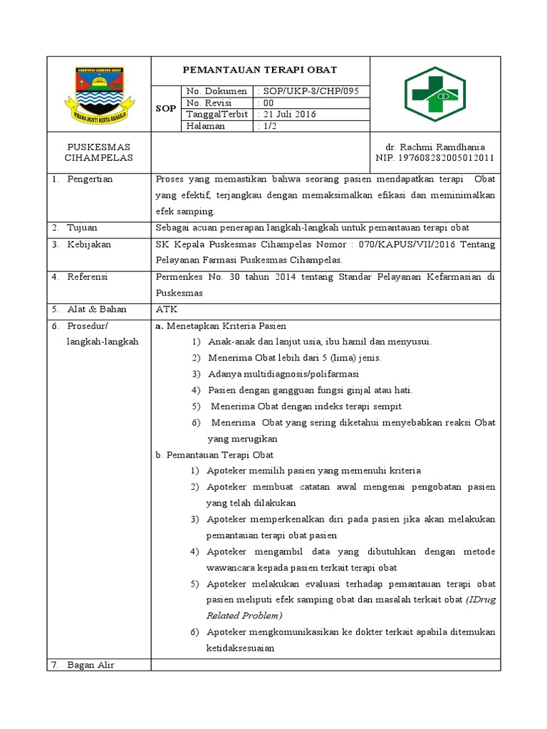 Sop Pemantauan Terapi Obat | PDF