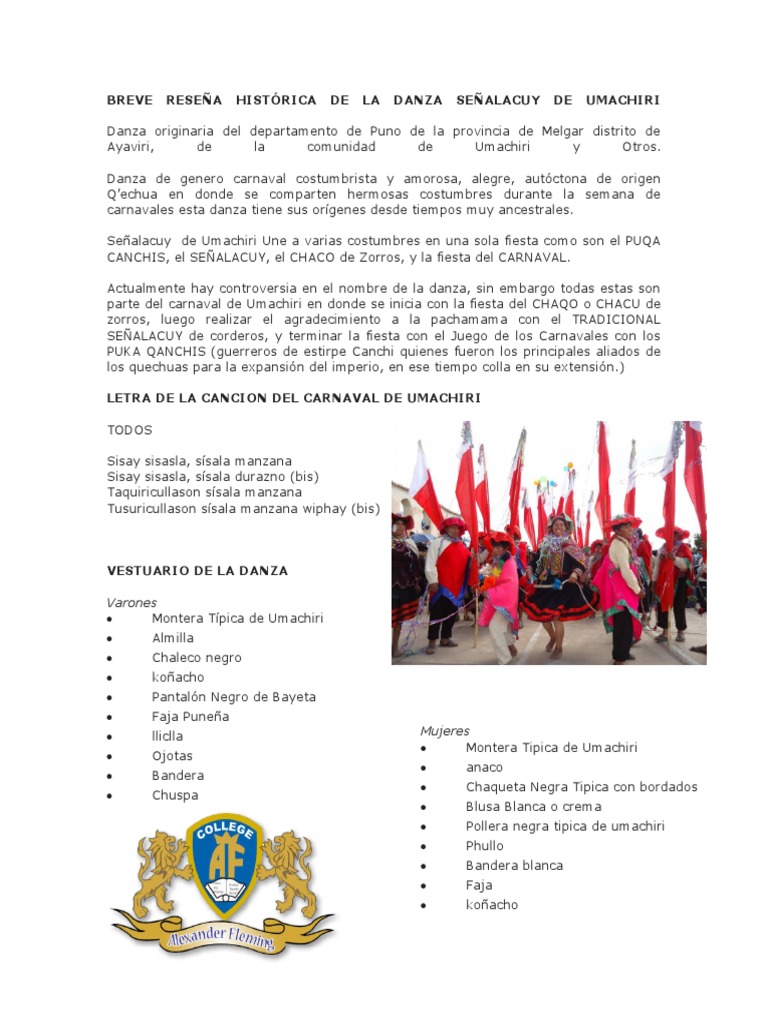 Breve Reseña Histórica De La Danza Señalacuy De Umachiri Pdf