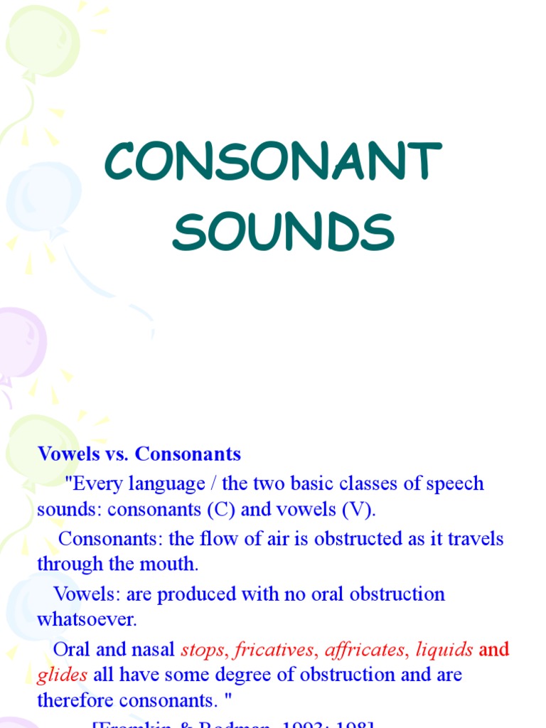 Handout 2 Consonant Sounds Pdf Consonant Human Throat