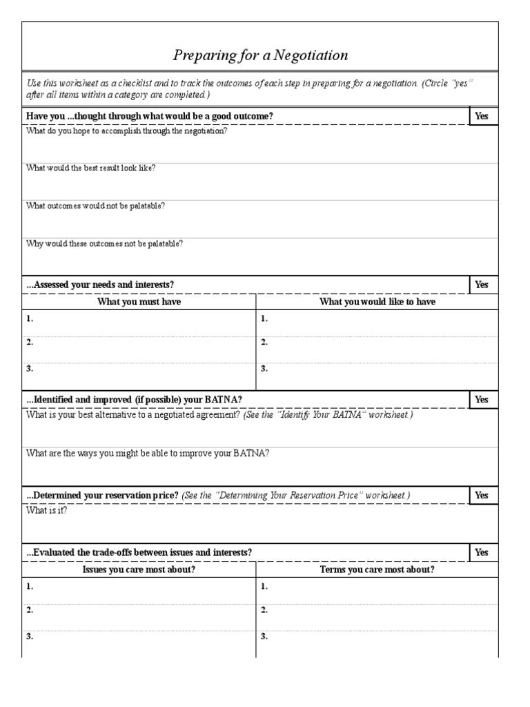 Preparing For A Negotiation: Harvard Managementor - Negotiations Tools ...