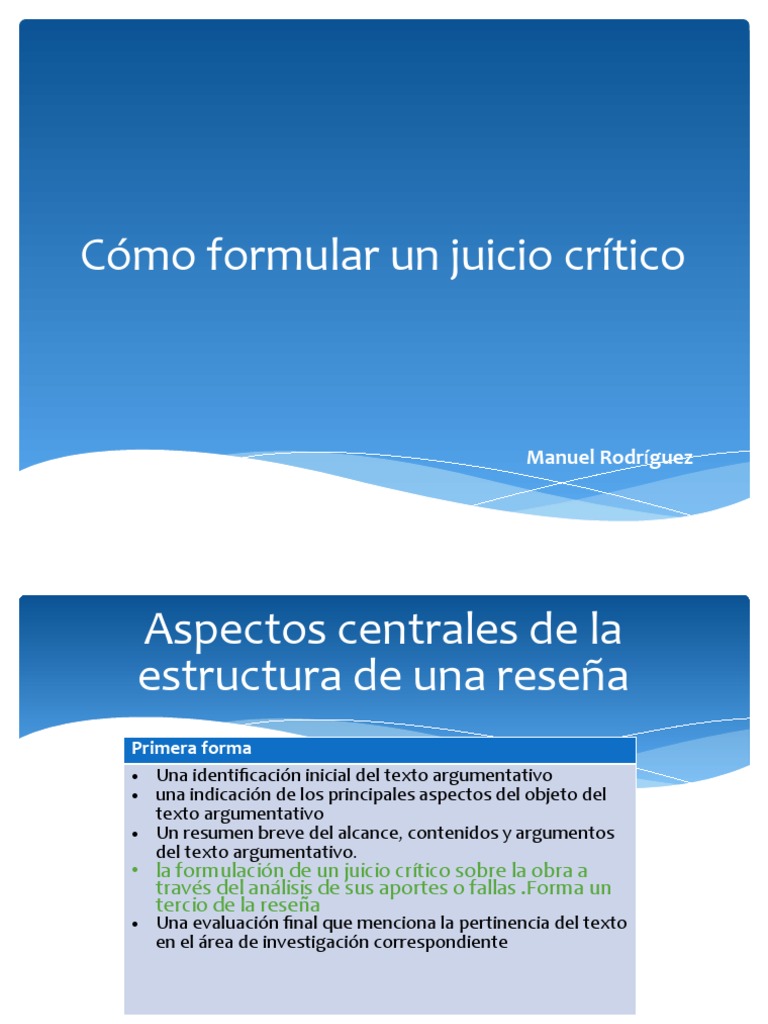 Cómo Formular Un Juicio Crítico | PDF | Evaluación | Validez (Estadísticas)