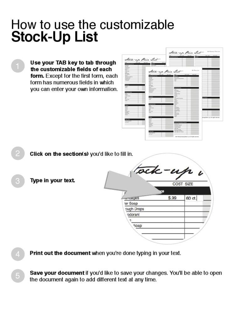 Customizable Stock-Up Price List | PDF | Wellness