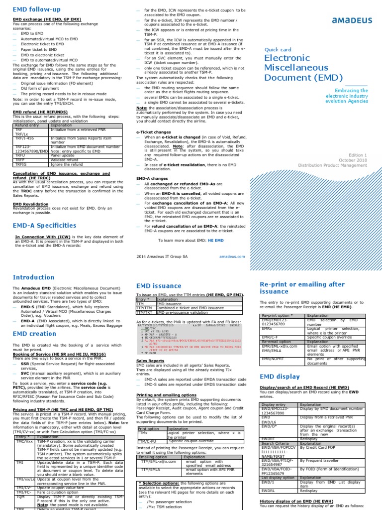Emd-Quick-Card Amadeus System | PDF | Computing | Electronic Health Record