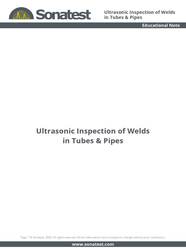 Ultrasonic Inspection of Welds in Tubes & Pipes: Educational Note | PDF ...