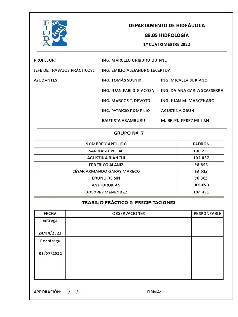 TP2 Grupo 7 - V2 | PDF | Precipitación | Lluvia